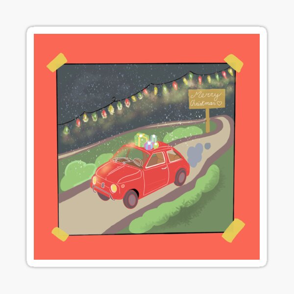 "Macchina , Natale , cartolina di auguri , idea regalo. " Sticker for ...