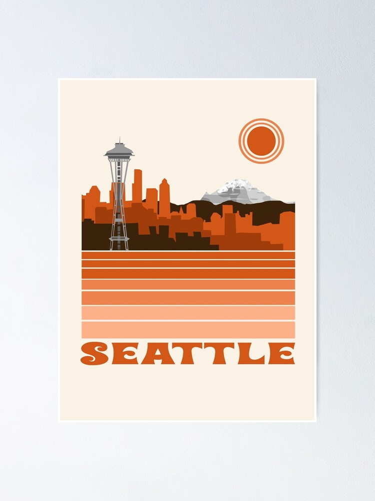 Seattle Washington Poster Space Needle Vintage City Poster Retro Travel ...