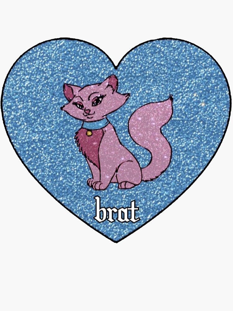 "Brat Cat Pink and Blue" Sticker for Sale by moonovermarisa | Redbubble
