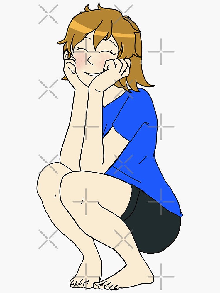 "Ashbie squatting while laughing" Sticker for Sale by AspieApustaja ...