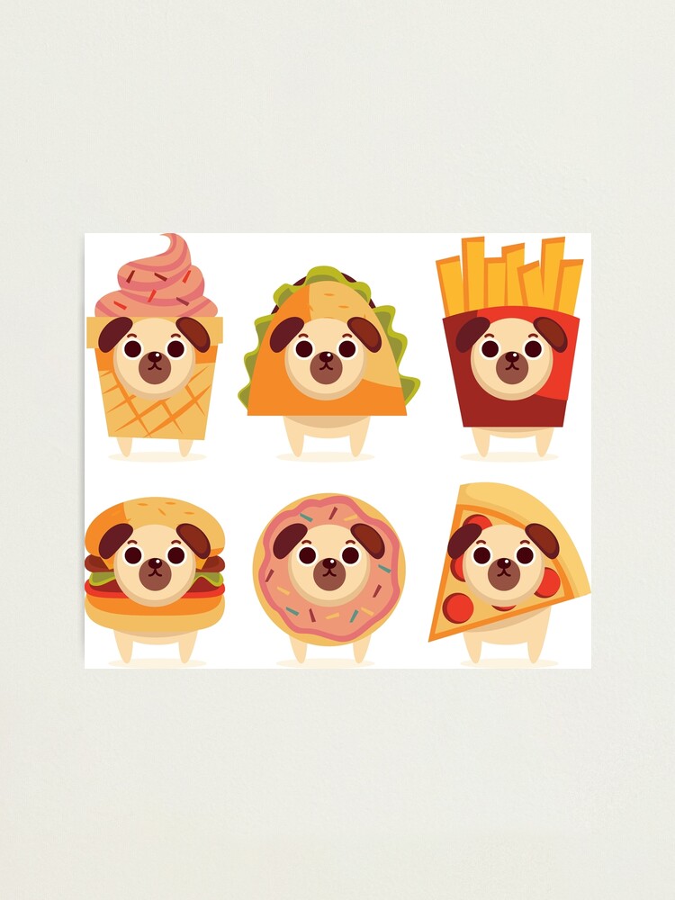 "cute pug, funny pug, icecream pug, taco pug, french fries pug ...