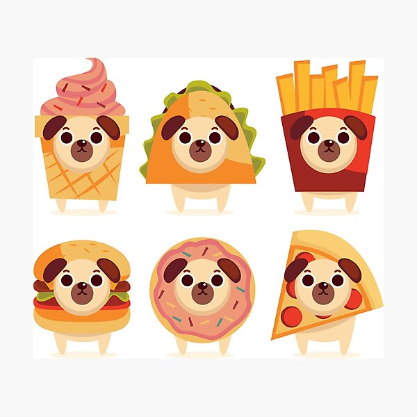 "cute pug, funny pug, icecream pug, taco pug, french fries pug ...