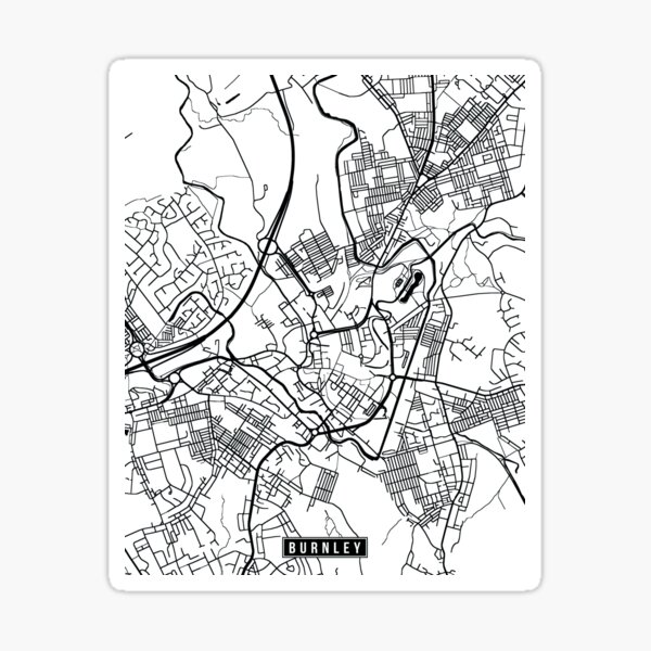 "Burnley, England Street Map" Sticker for Sale by InkistPrints | Redbubble