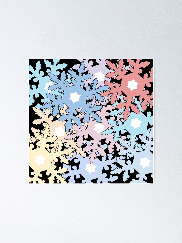 "Colorful Falling Snow Flakes " Poster for Sale by Barbosafamily ...