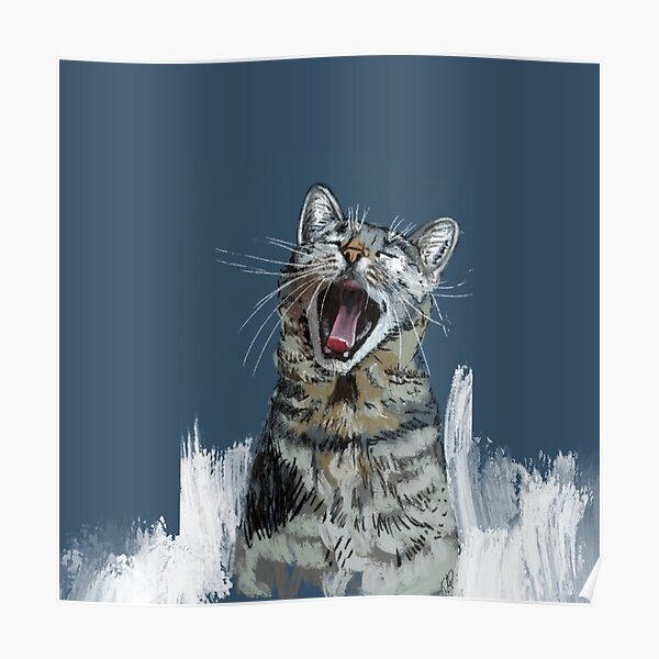 "Cute Kitty Yawning" Poster for Sale by missdebi27 | Redbubble