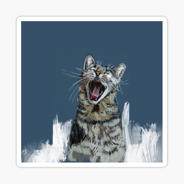 "Cute Kitty Yawning" Sticker for Sale by missdebi27 | Redbubble