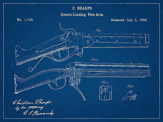 "Civil War Era Sharps Rifle Blueprint Drawing " Posters by Michael ...