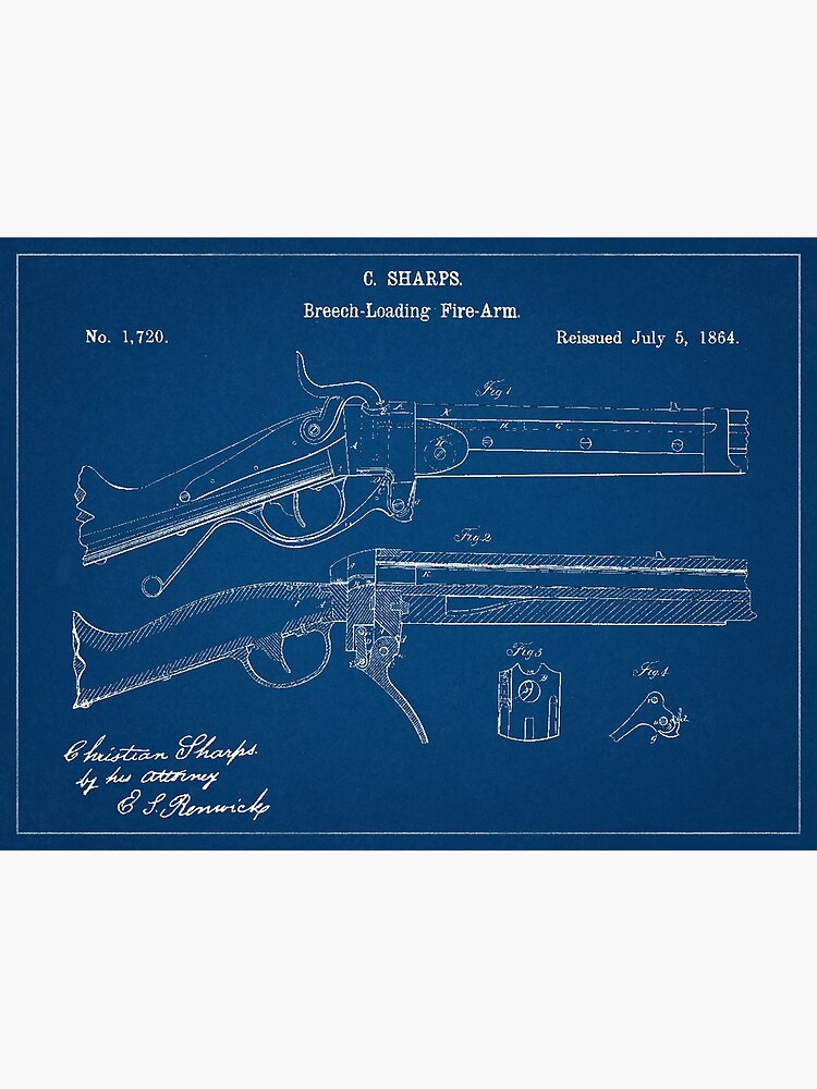 "Civil War Era Sharps Rifle Blueprint Drawing " Art Print by mkkessel ...