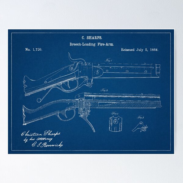 "Civil War Era Sharps Rifle Blueprint Drawing " Poster for Sale by ...
