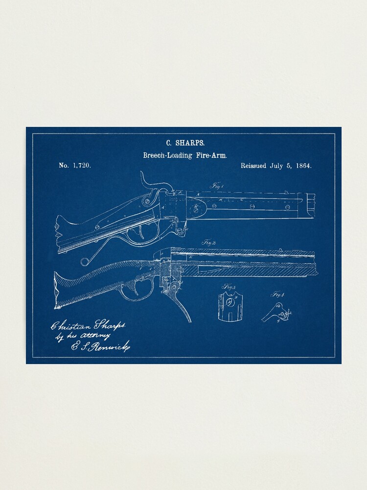 "Civil War Era Sharps Rifle Blueprint Drawing " Photographic Print by ...