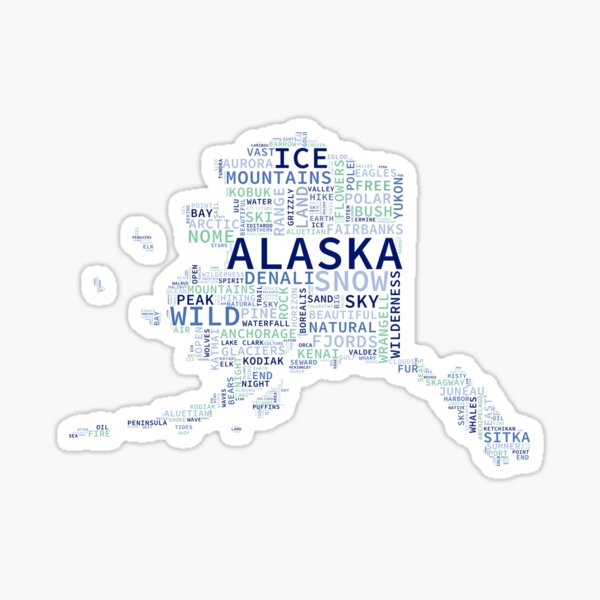 "Alaska State Word Cloud" Sticker by AndyBold | Redbubble