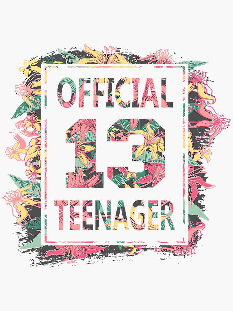 "official 13 teenager floral 13th birthday gift for girls print art ...