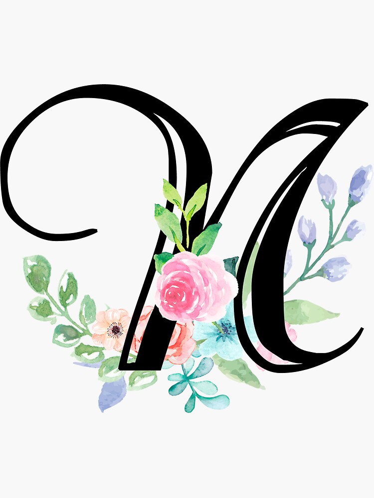 "Girly Watercolor Floral Initial - N" Sticker for Sale by Grafixmom ...