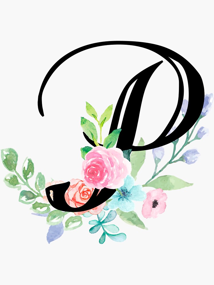 "Girly Watercolor Floral Initial - P" Sticker for Sale by Grafixmom ...