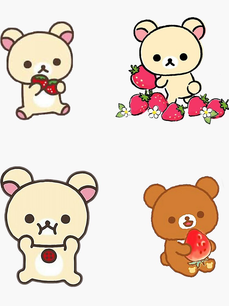 "Rilakkuma Strawberries pack " Sticker for Sale by LC-SHOP | Redbubble