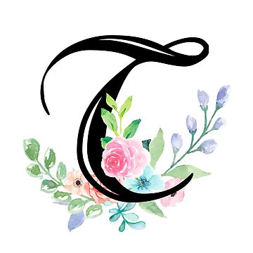 "Girly Watercolor Floral Initial - T" Sticker for Sale by Grafixmom ...