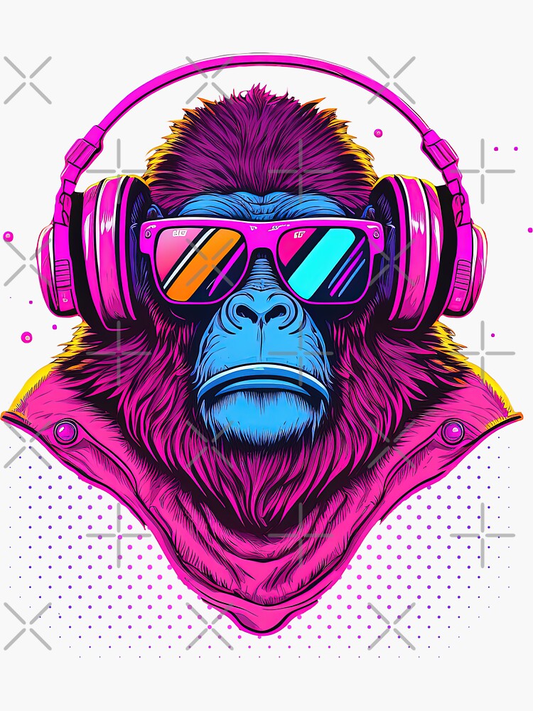 "Planet of the Funky Apes" Sticker for Sale by ChasmicArt | Redbubble