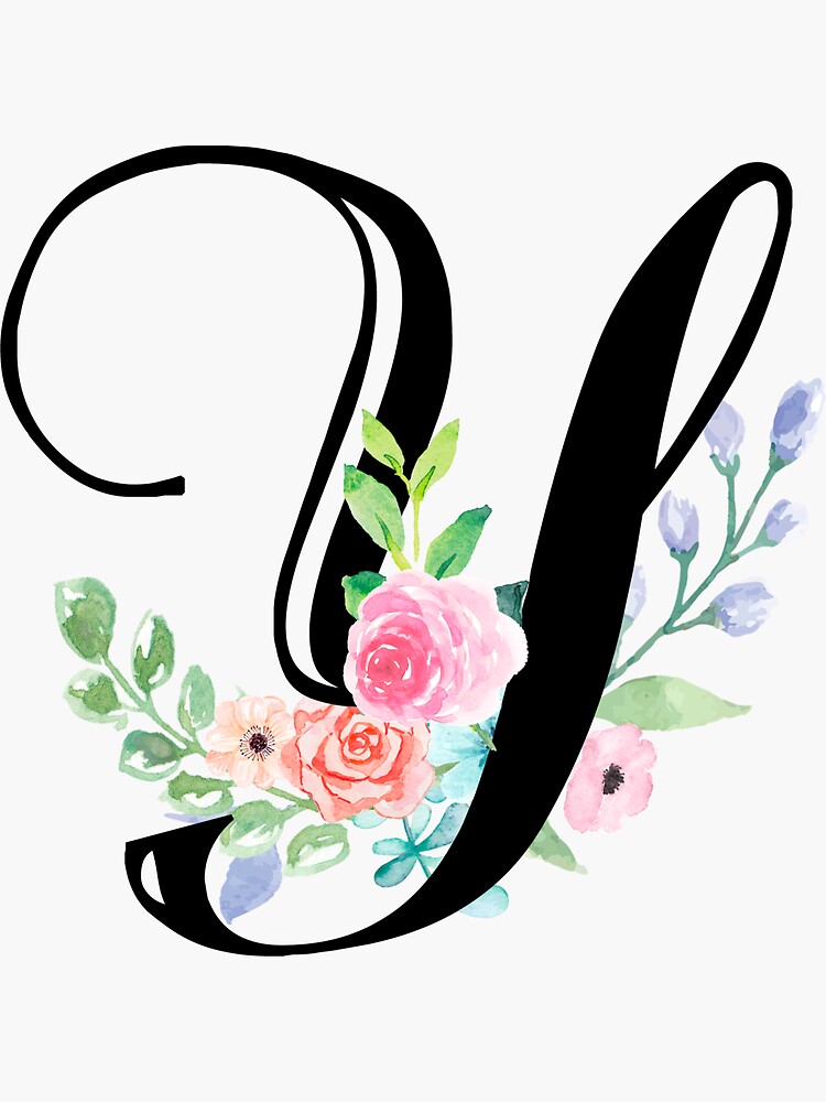 "Girly Watercolor Floral Initial - Y" Sticker for Sale by Grafixmom ...