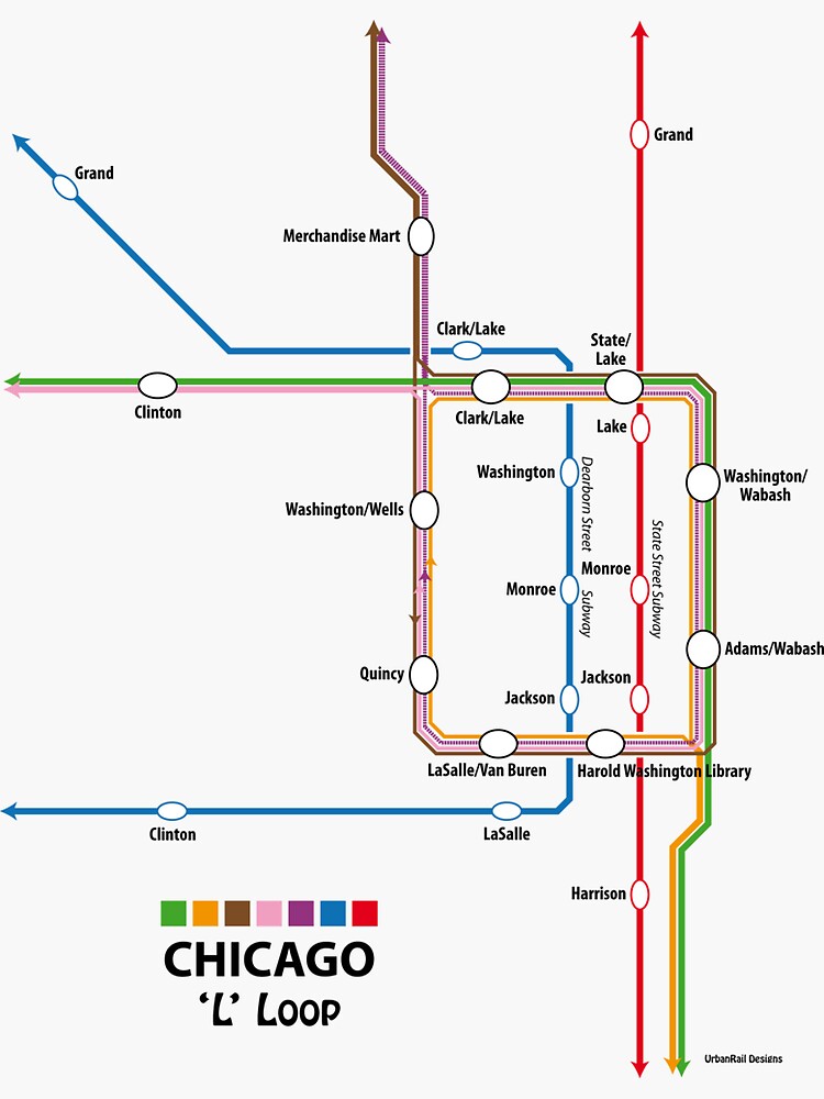 "CHICAGO Loop Map" Sticker for Sale by UrbanRail | Redbubble