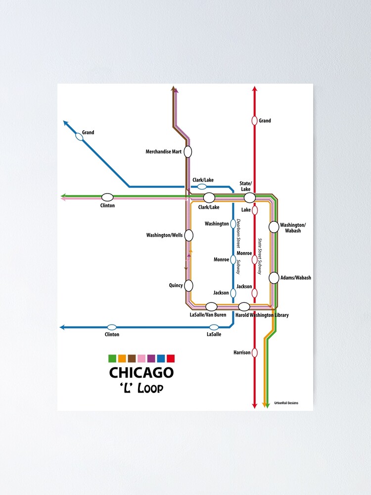 "CHICAGO Loop Map" Poster by UrbanRail | Redbubble