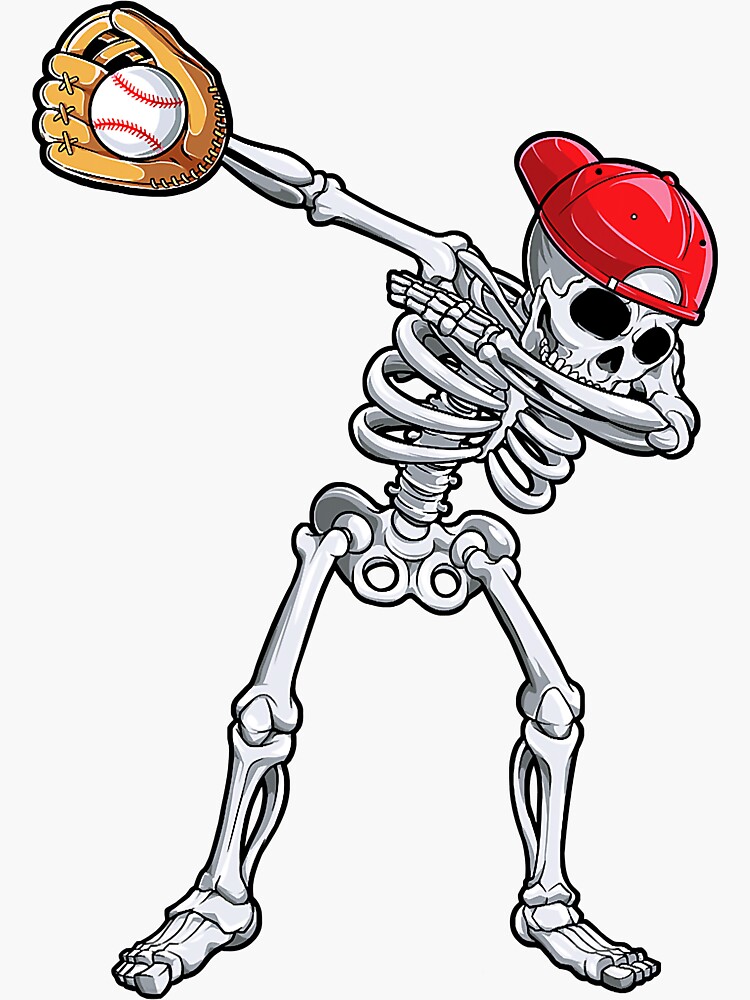 "Dabbing Skeleton Baseball Halloween Player Catcher" Sticker for Sale ...