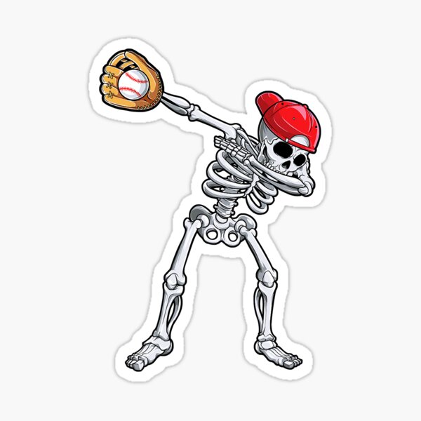 "Dabbing Skeleton Baseball Halloween Player Catcher" Sticker for Sale ...