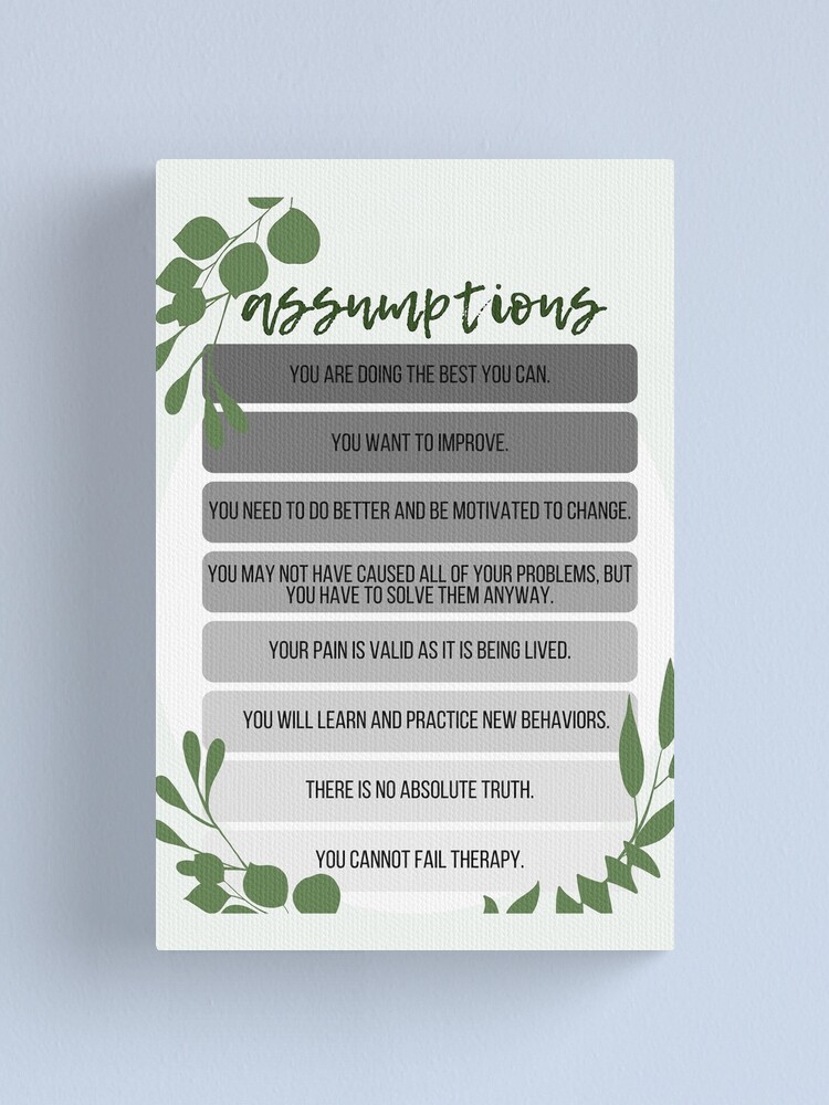 "Dbt Assumptions, Quote Art, Psychology Art, Therapy Office Decor ...
