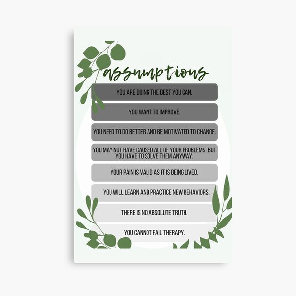 "Dbt Assumptions, Quote Art, Psychology Art, Therapy Office Decor ...