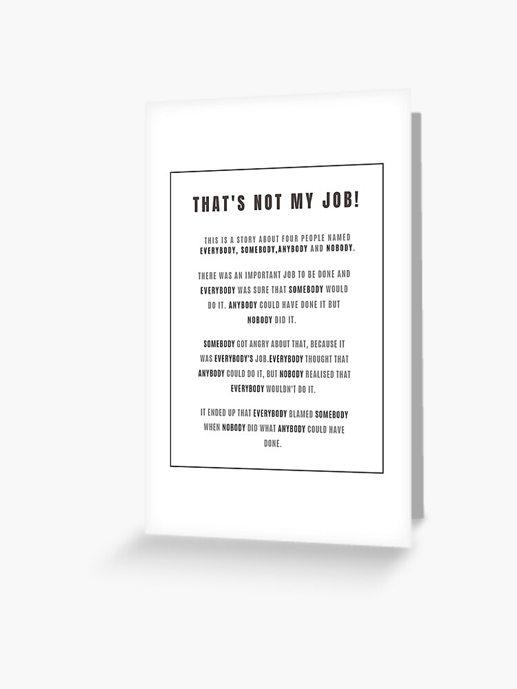 Thats Not My Job Updated Greeting Card For Sale By Jadielouuk Redbubble