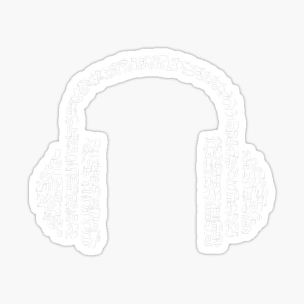 "Headphones Music Notes White Graphics Dj" Sticker for Sale by LioMuiaz ...
