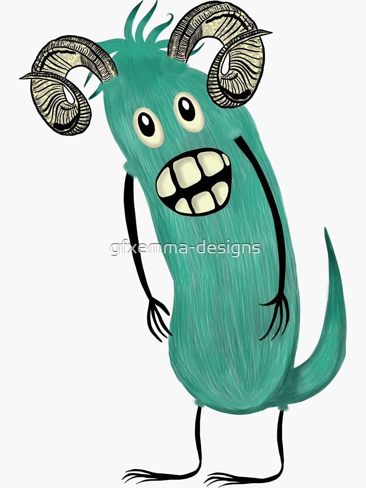 "Teal Monster (Under The Bed)" Sticker for Sale by gfxemma-designs ...