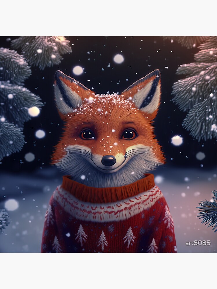 "Cute christmas fox" Sticker for Sale by art8085 | Redbubble