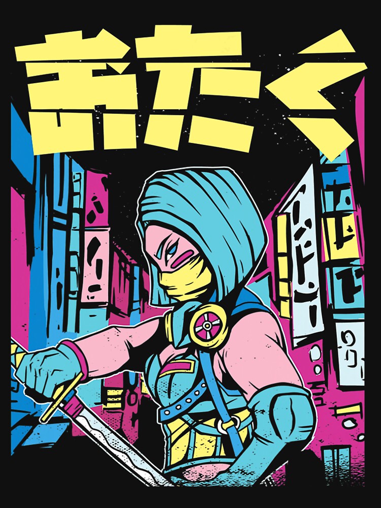 "Vintage Otaku Urban Ninja 90s Japanese Vaporwave Anime Girl" T-shirt ...
