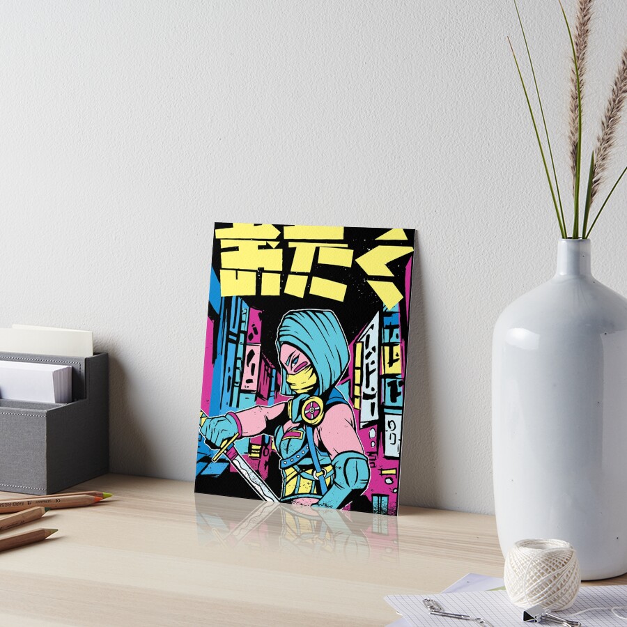"Vintage Otaku Urban Ninja 90s Japanese Vaporwave Anime Girl" Art Board ...