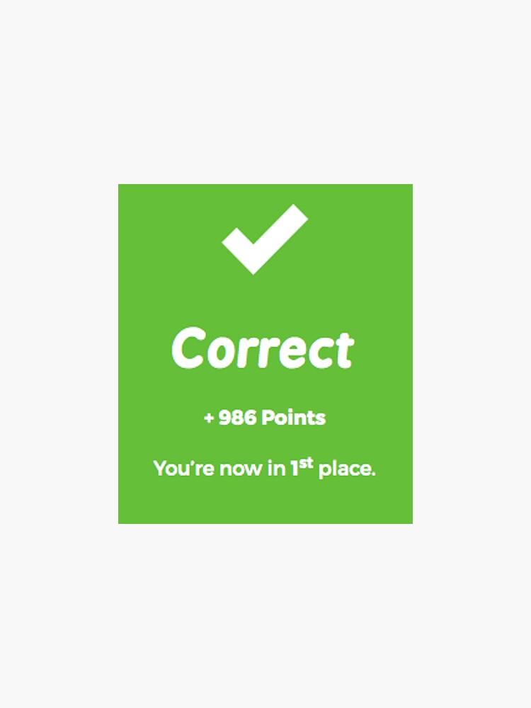 "Kahoot Correct First Place Sticker" Sticker for Sale by wowdino ...