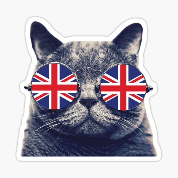 "UK Union Jack Flag English England Cat Lover British" Sticker for Sale ...