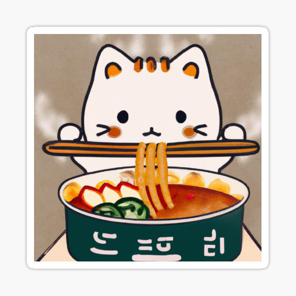 "Cat eats a tteokbokki" Sticker for Sale by irli14 | Redbubble