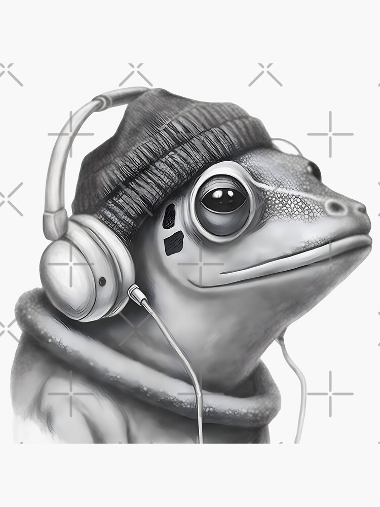 "Cute frog with headphones" Sticker for Sale by Chief-A | Redbubble