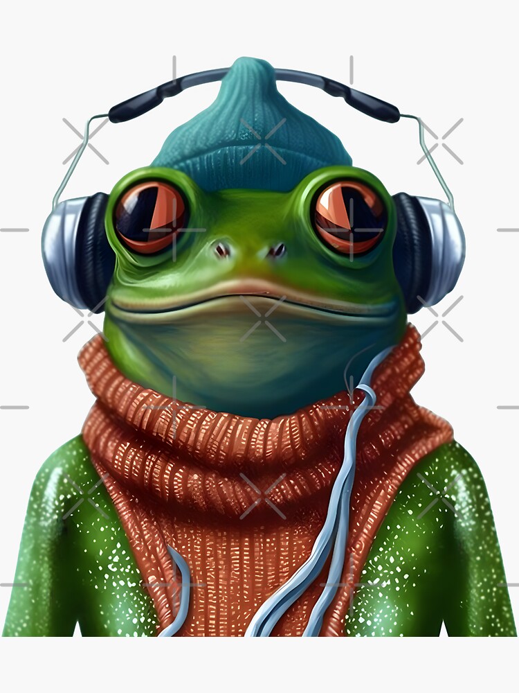 "Cute frog with headphones" Sticker for Sale by Chief-A | Redbubble