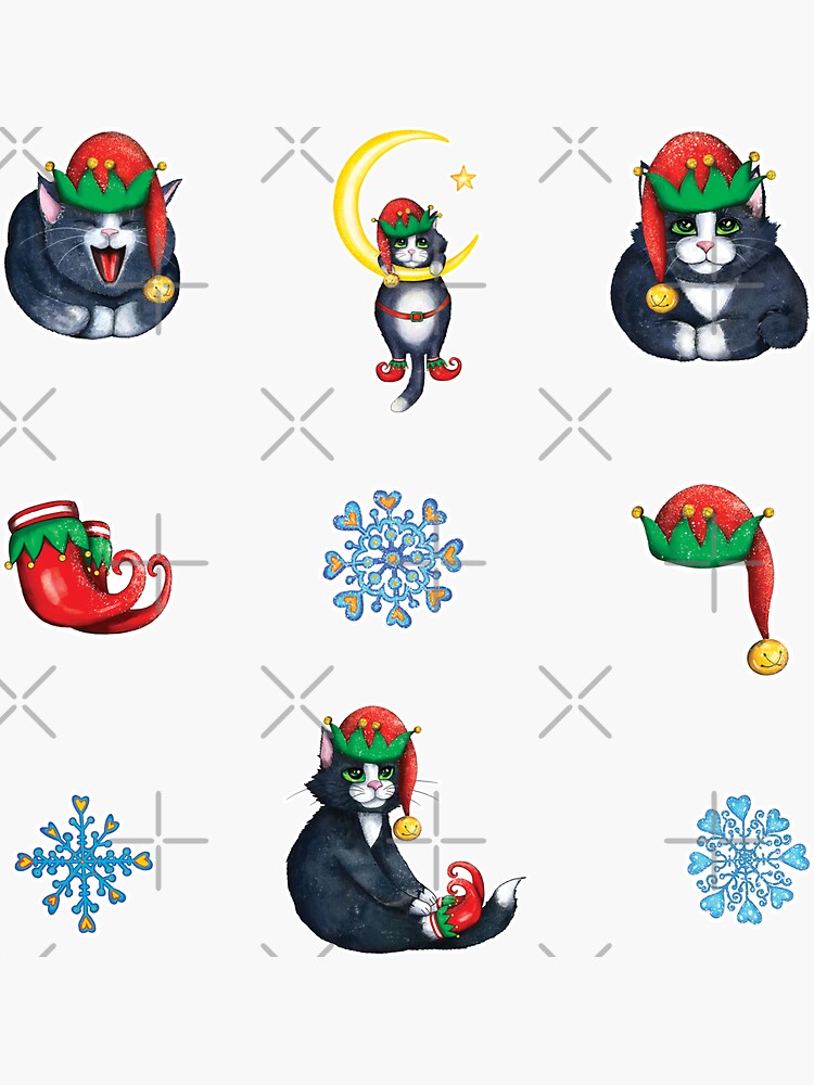 "Elf Cat" Sticker for Sale by Nakikej | Redbubble