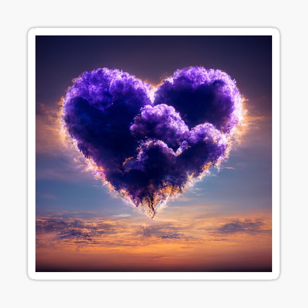 "Purple Heart Shaped Cloud" Sticker for Sale by RoboLuna | Redbubble
