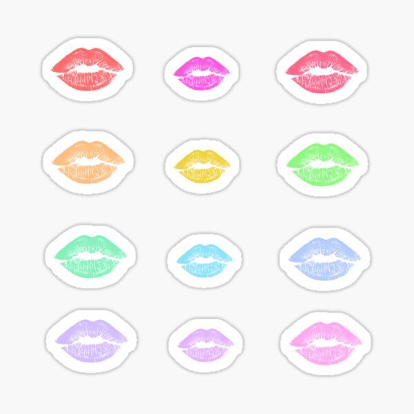 "Pastel Rainbow Lipstick Kiss Marks" Sticker for Sale by Loafs-Designs ...