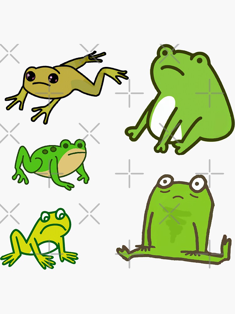 "[sticker] frowning frogs" Sticker for Sale by perropals | Redbubble