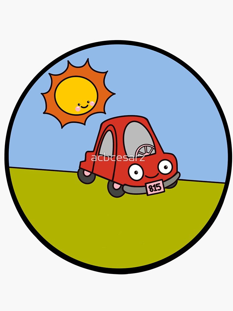 "Beep beep, cute happy little car" Sticker for Sale by acbcesarz ...