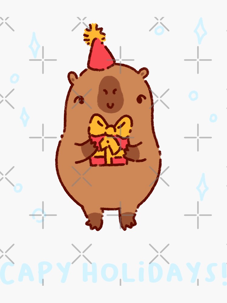 "Capy holidays ! happy capybara " Sticker for Sale by tinyartsshop ...