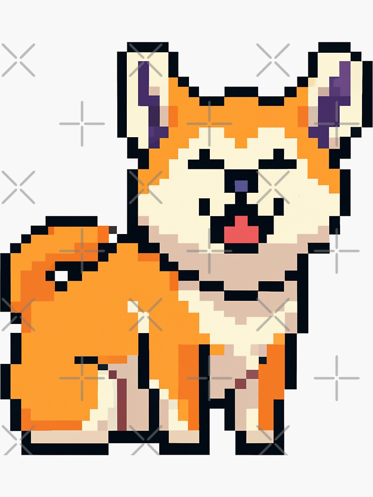 "[sticker] shiba inu pixel art" Sticker for Sale by perropals | Redbubble