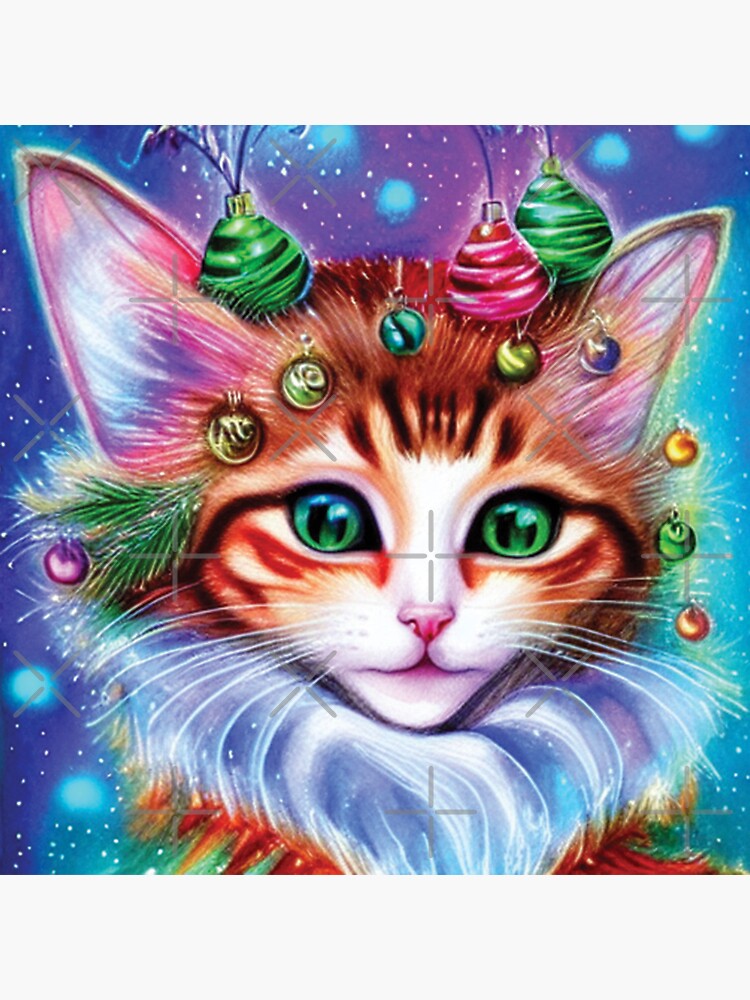 "ORANGE and WHITE CHRISTMAS CAT" Sticker for Sale by MicbellaArt ...