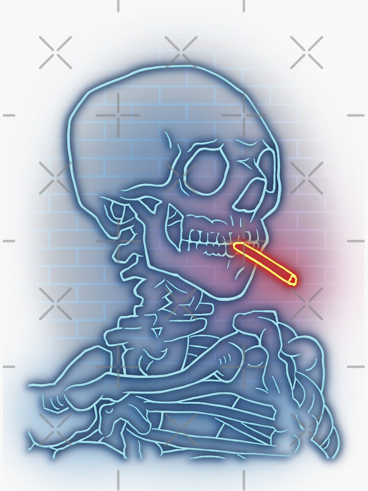 "Neon Skeleton" Sticker for Sale by KikkoHiro | Redbubble
