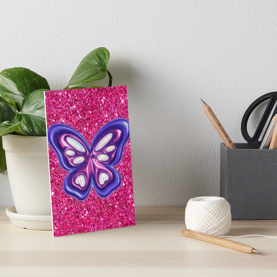 "Y2K Hyperpop Princess Pink Glitter Butterfly Girly Graphic" Art Board ...