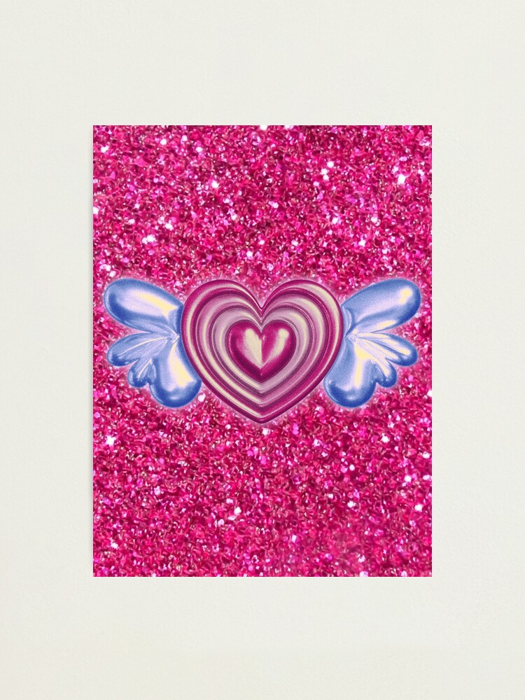 "Y2K Hyperpop Princess Pink Glitter Heart Angel Jelly Graphic ...